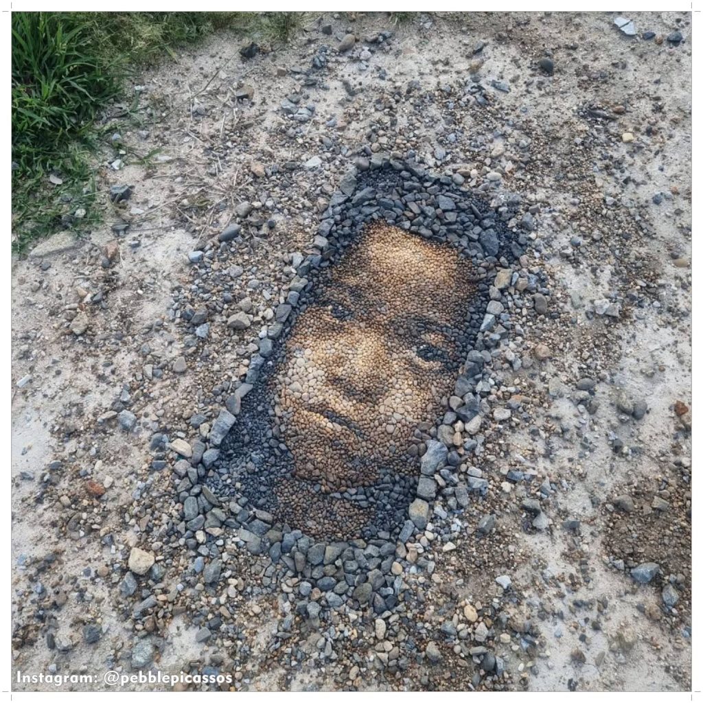 Justin Bateman Creates Stunning Portraits Using Pebbles